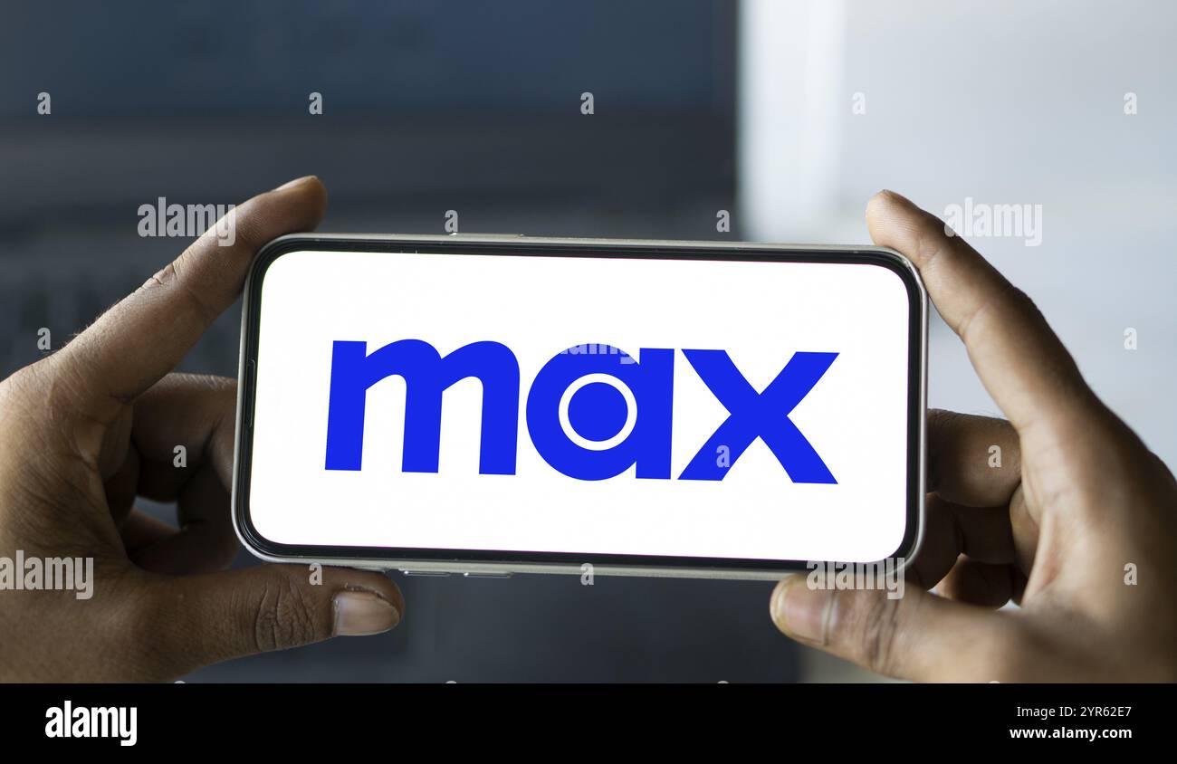 Max logo is displayed on smartphone. Max is an American subscription ...