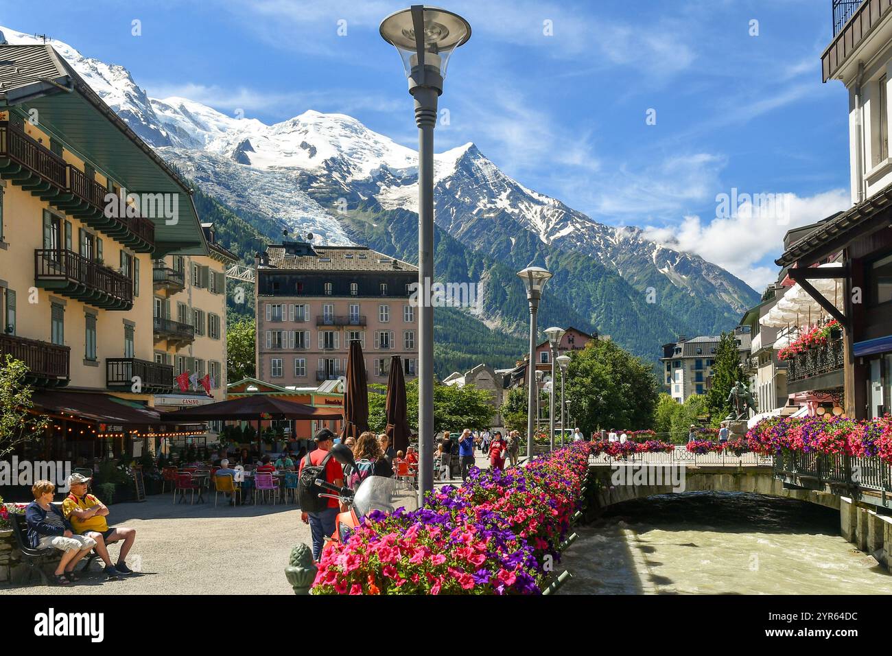 Centre of the renowned ski resort in the French Alps with the Arve ...
