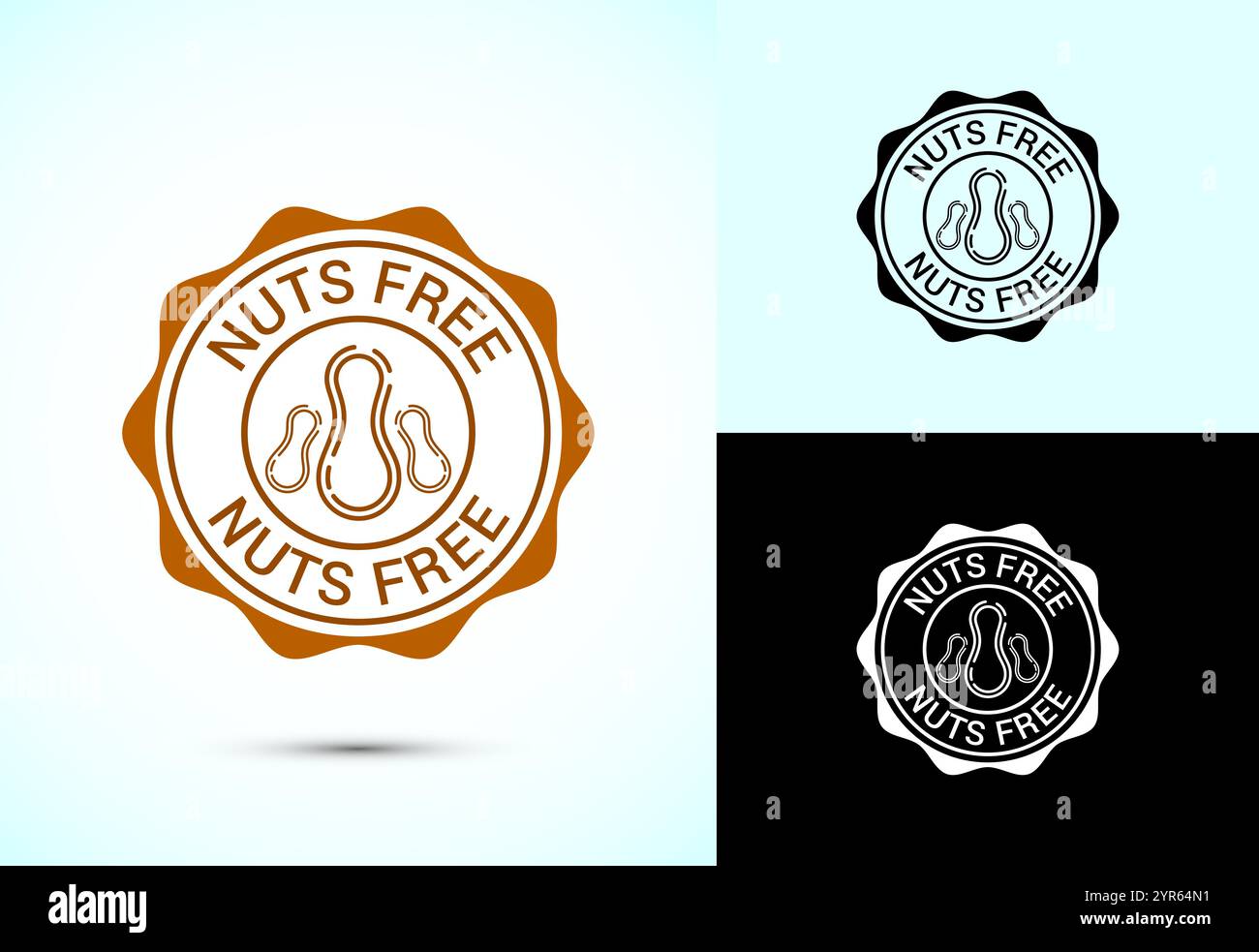 Peanuts free icon, No nuts label. Allergen free logo illustration Stock ...