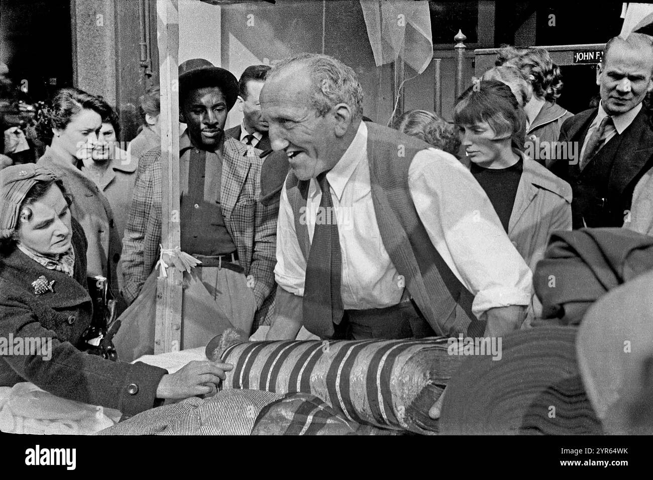 Fred Hoddinot of Borovick Fabrics at his stall in Berwick Street Market ...