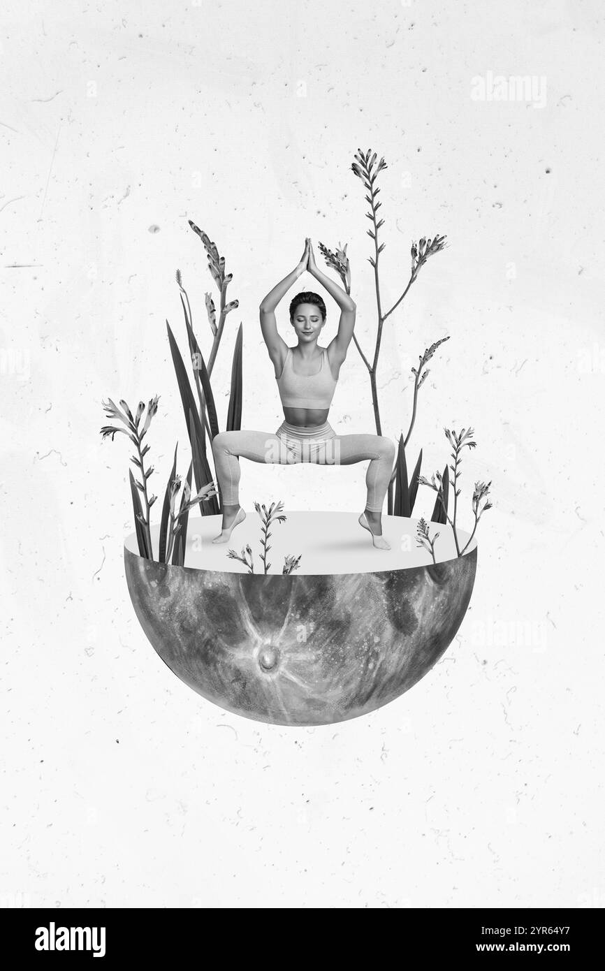 Creative photo 3d collage artwork poster picture of young woman hobby ...