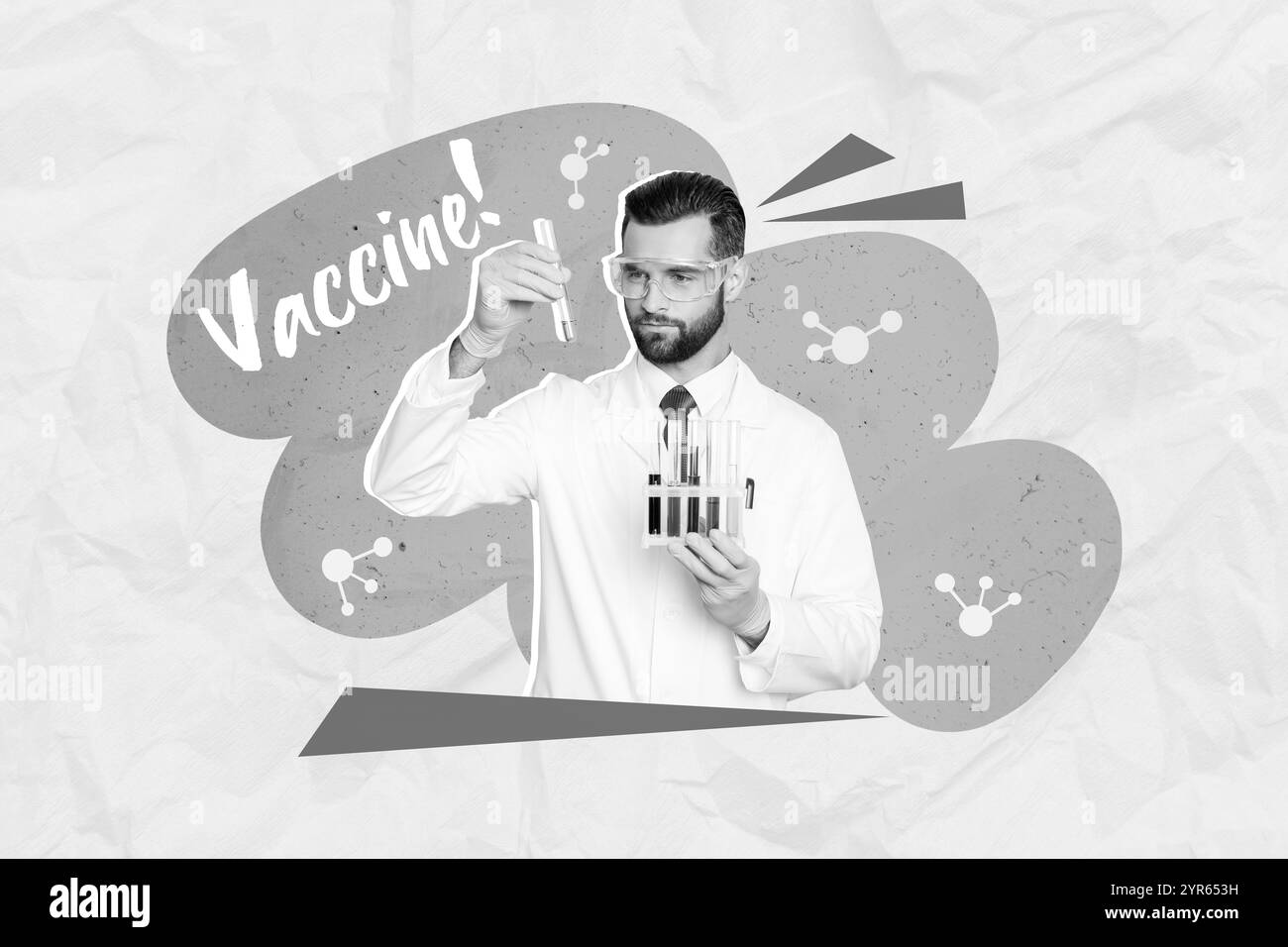 Creative collage of professional doctor black white gamma hold test ...