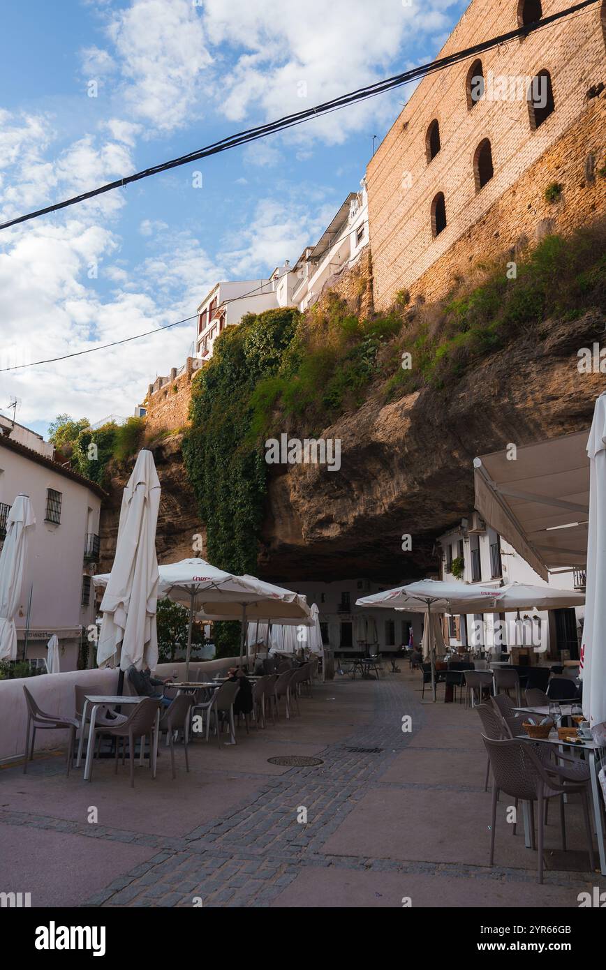 Street Scene with Rock Overhangs in Setenil De Las Bodegas, Spain Stock ...
