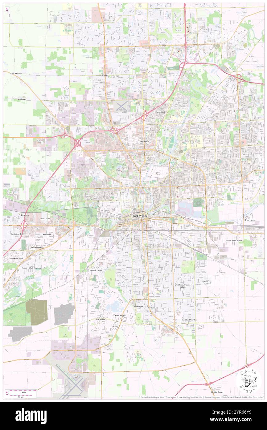 Map of fort wayne indiana Cut Out Stock Images & Pictures - Alamy