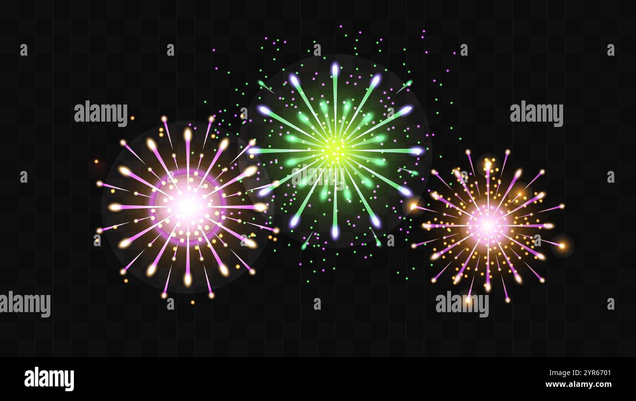 Firework festive color soaring into the sky on a transparent background ...