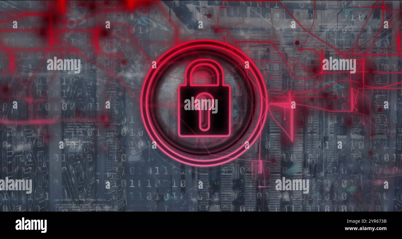 Security padlock icon over network hi-res stock photography and images ...