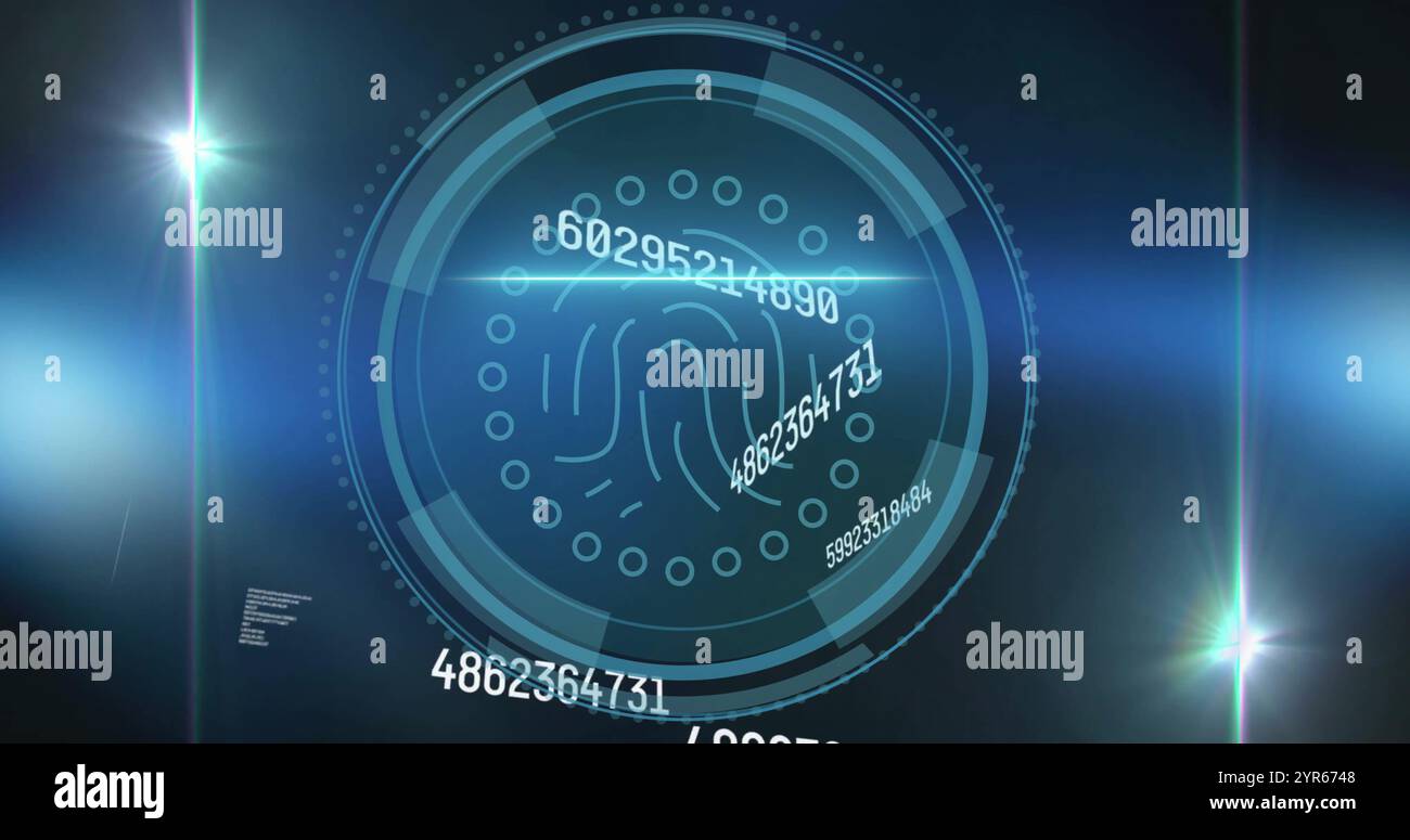 Image of biometric fingerprint scanner over processing data Stock Photo - Alamy