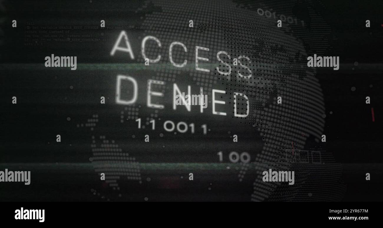 Image of access denied text over processing data on black interface screen Stock Photo - Alamy