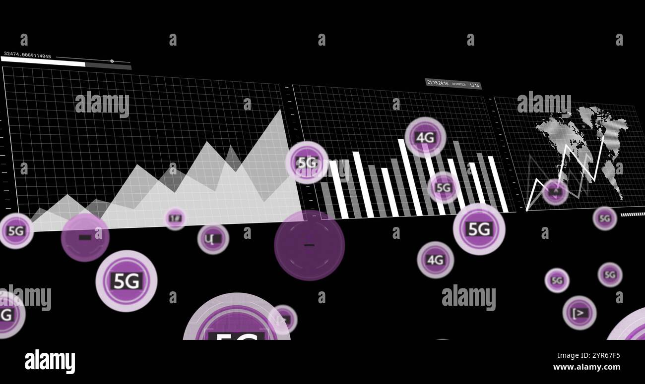 Image of 5g text, digital data processing over black background Stock Photo - Alamy