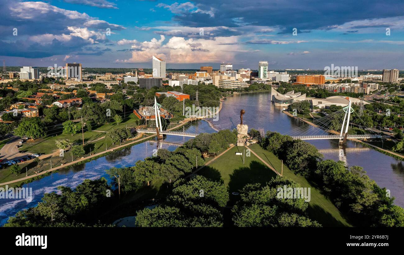 Wichita downtown drone view arkansas hi-res stock photography and ...
