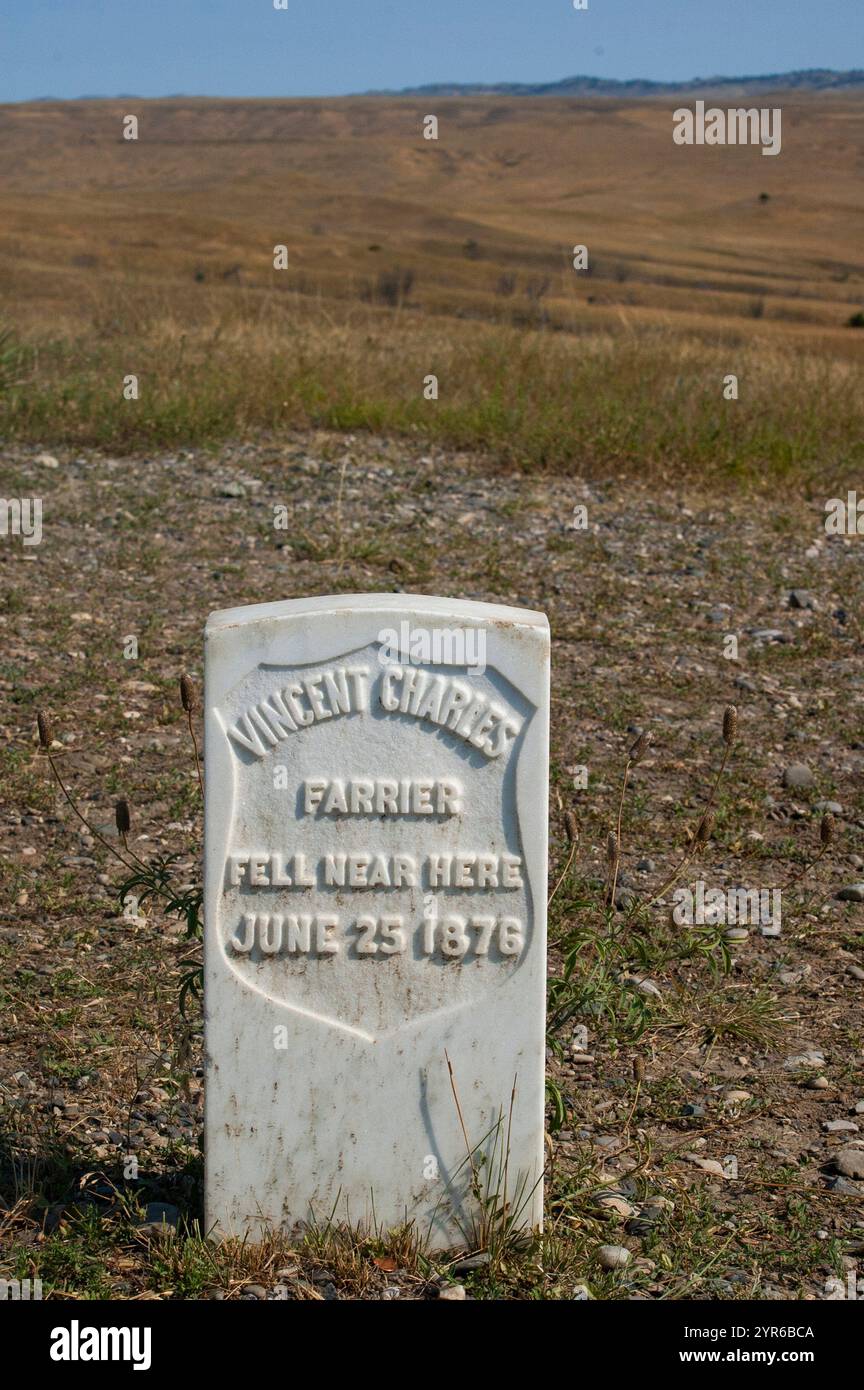 memorial marker at Custer battlefield Stock Photo - Alamy