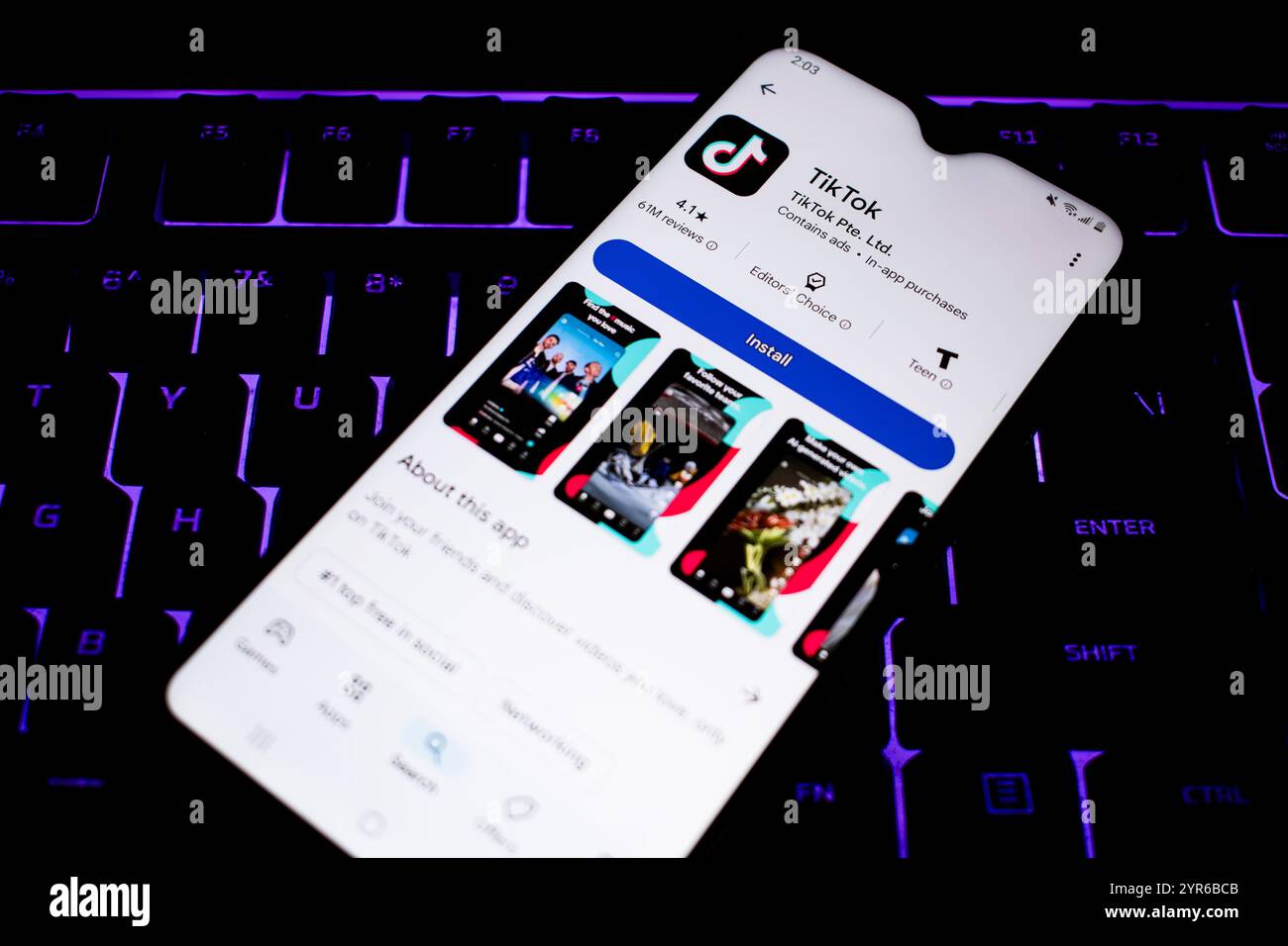 SEATTLE, WA, USA - APR 3, 2025: A smartphone with TikTok app on Google ...