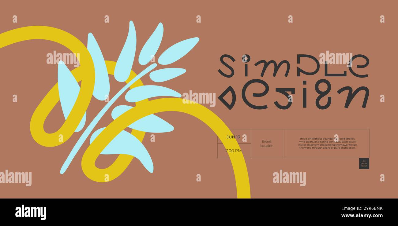 Graphic banner template with modern ribbon-wrapped leaf. Minimalist ...