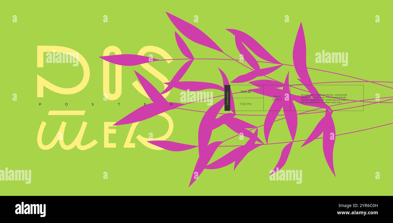 Graphic banner design featuring plants in sleek minimalist style ...