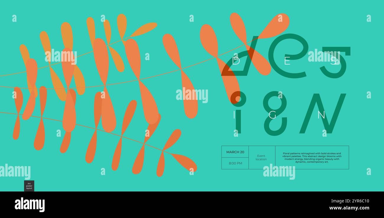 Stylish template with plants in clean minimalist design. Trendy colors ...