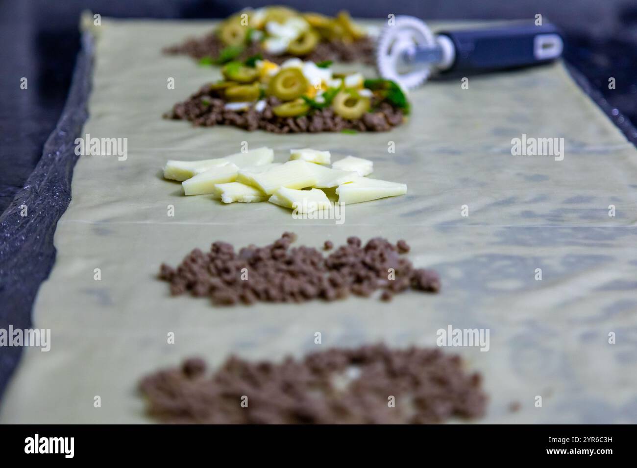 Traditional Brazilian fried pastry stuffed with ground beef. "Pastel de ...