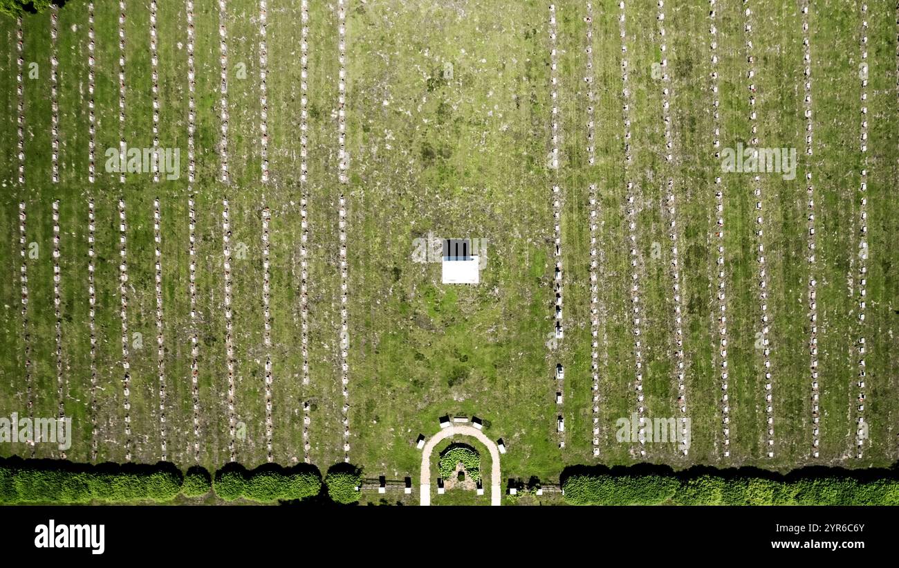 JUNE 2021, HIGGINSVILLE, MO., USA -drone view of Confederate Memorial ...