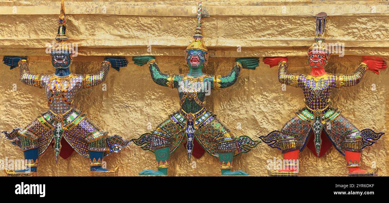 Yaksha Demon Statues holding the golden chedi in the Temple of the ...