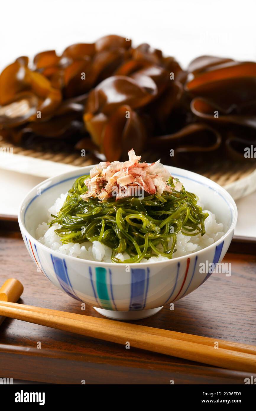 Rice with Mekabu Seaweed Stock Photo - Alamy