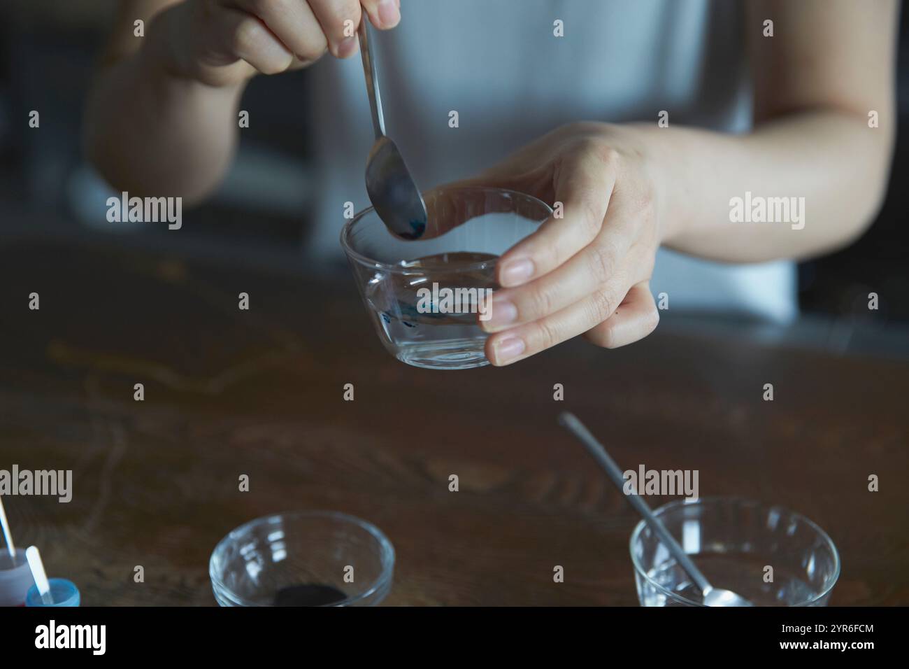 Making colouring water with food colouring 1 Stock Photo - Alamy