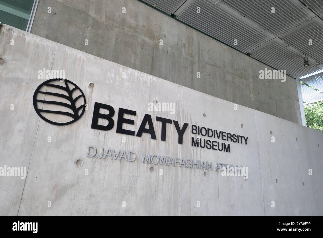 View of the exterior sign at the building. At the Beaty Biodiversity ...