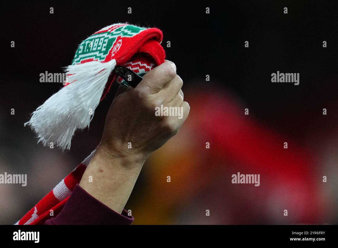 Liverpool, UK. 27th Nov, 2024. Liverpool FC scarf during the UEFA ...