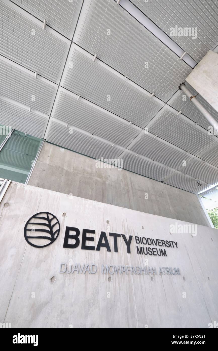 View of the exterior sign at the building. At the Beaty Biodiversity ...