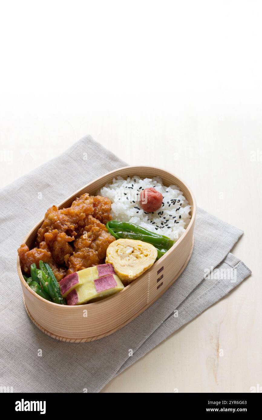 Deep fried chicken bento Stock Photo - Alamy