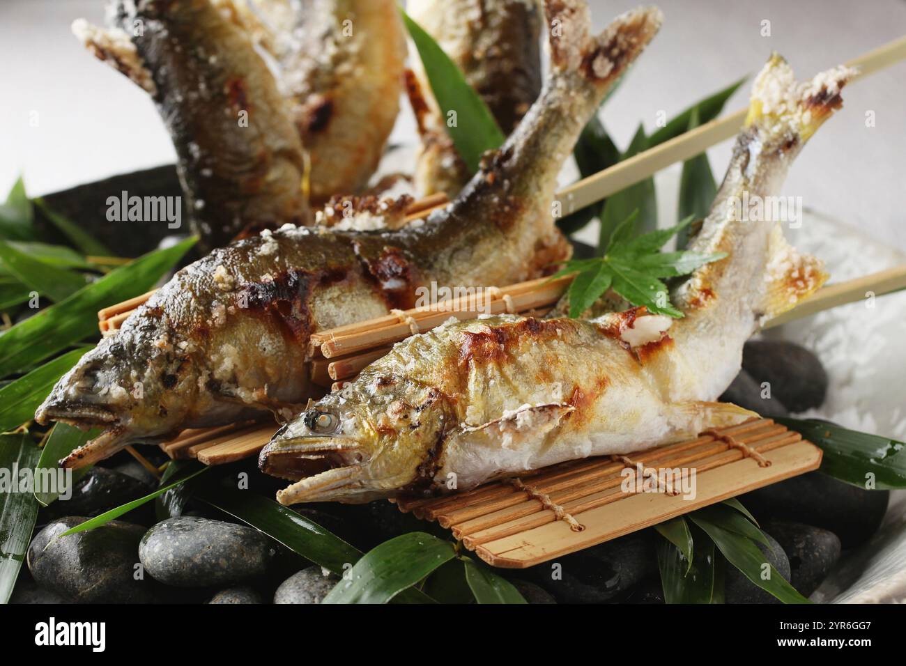 Grilled ayu fish with natural salt Stock Photo - Alamy