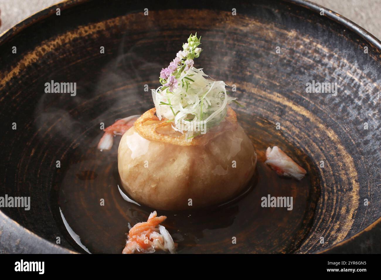 Snow crab with lotus root bun Stock Photo - Alamy