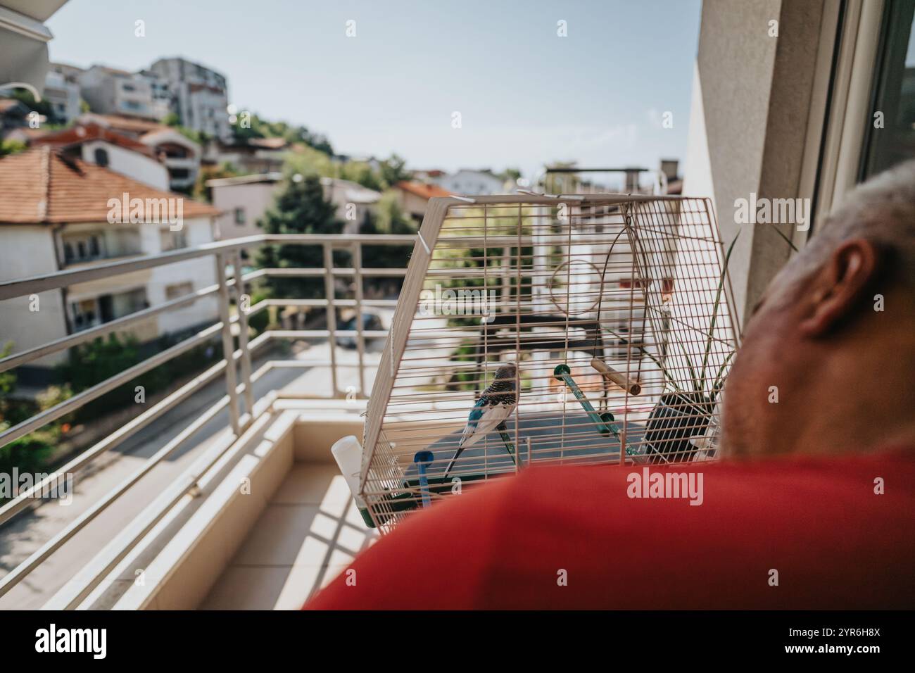 Bird cage on balcony hi-res stock photography and images - Alamy