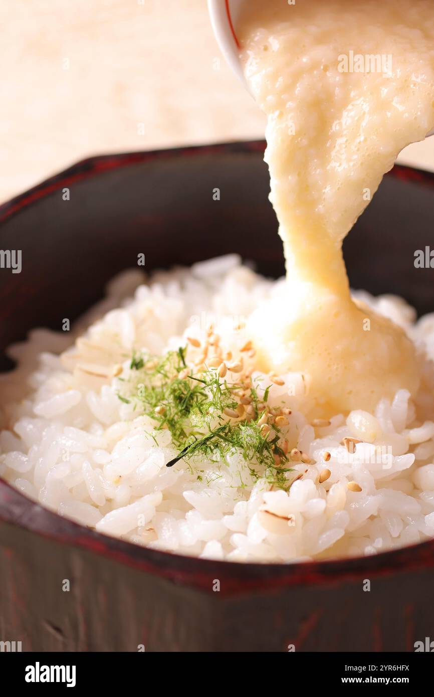 Barley rice with grated yam Stock Photo - Alamy
