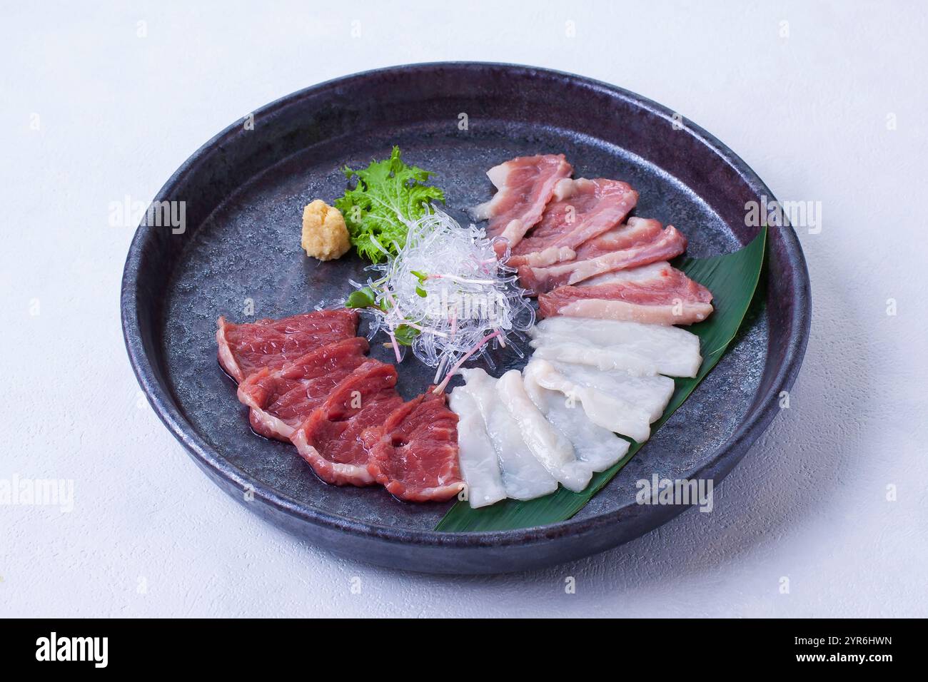 Assorted horse-meat sashimi Stock Photo - Alamy