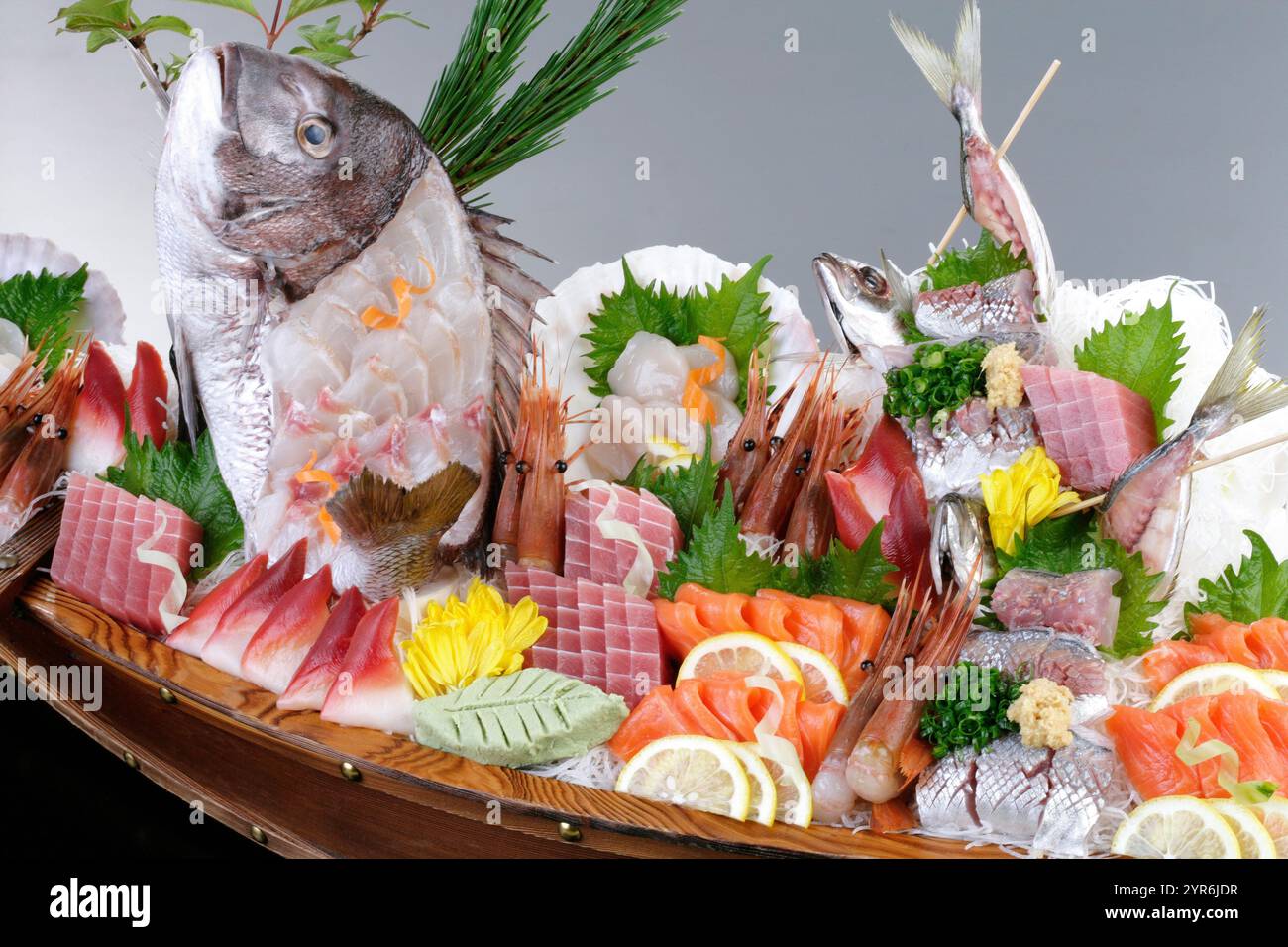 Sashimi Boat Assortment Stock Photo - Alamy