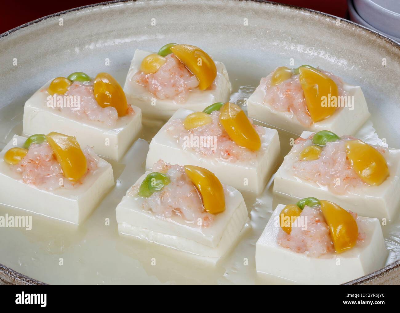 Prawns and chestnuts on starchy sauce Stock Photo - Alamy