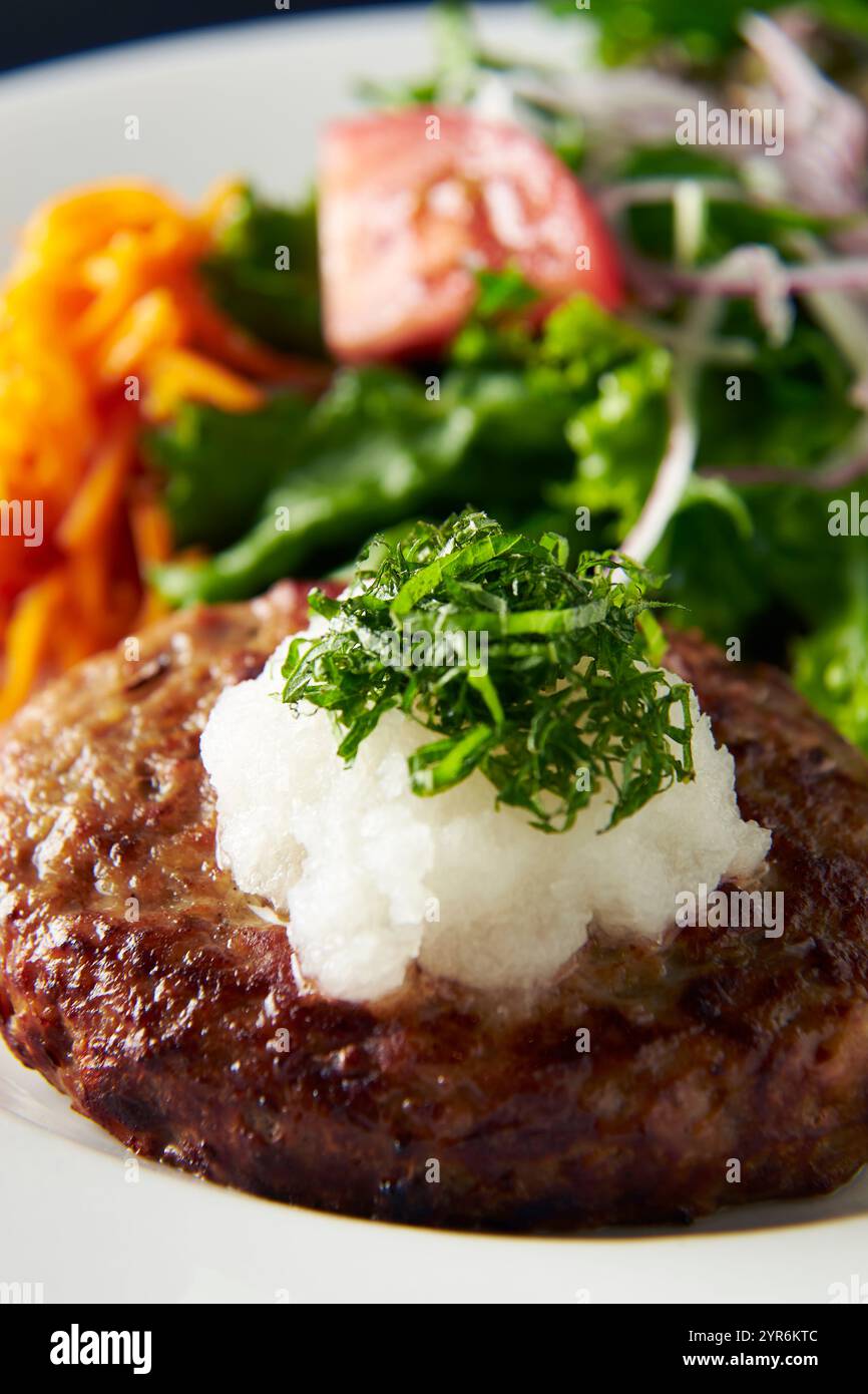 Japanese style hamburg steak with daikon hi-res stock photography and ...