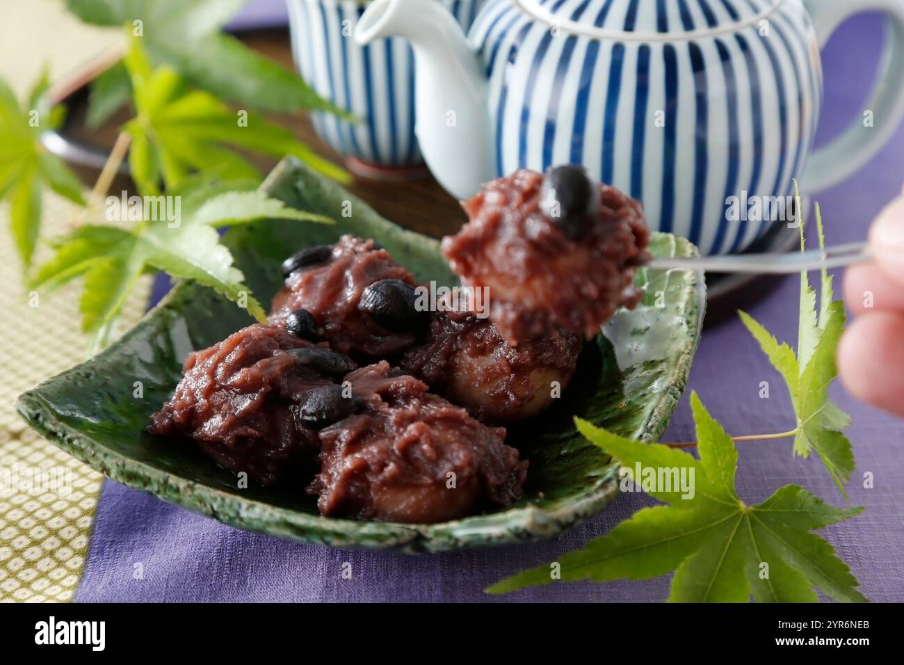 Anko mochi (rice cake with red bean jam Stock Photo - Alamy