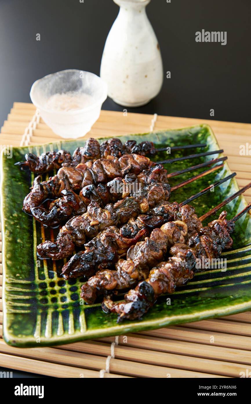 Grilled eel liver skewer Stock Photo - Alamy