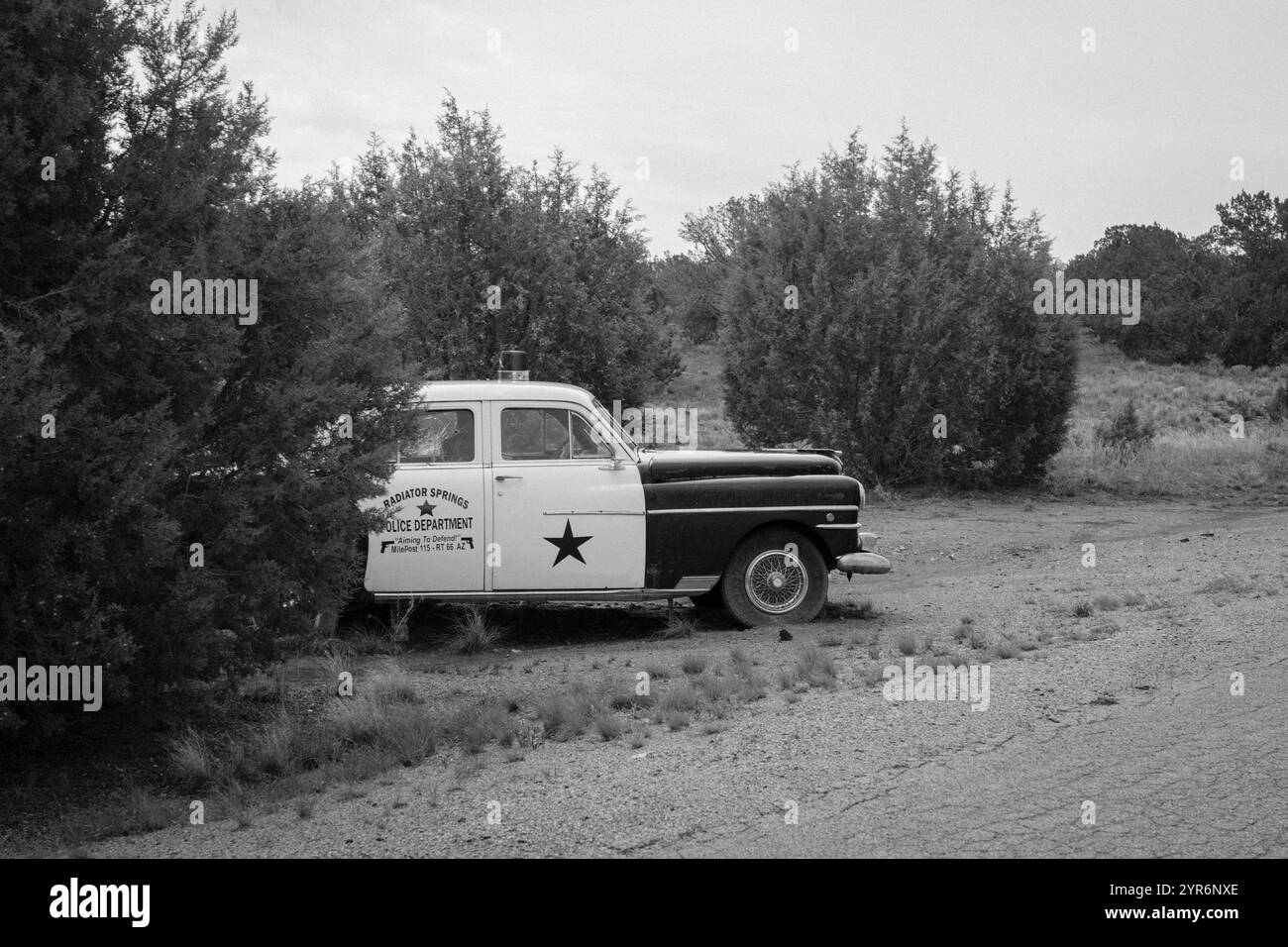 JULY 2021, OLD ROUTE 66, USA - Antique Police Car along old Route 66 ...
