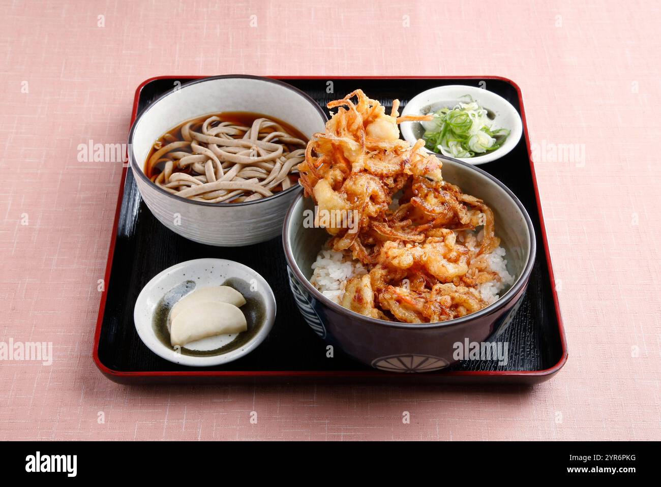 Prawn and scallop seafood tempura set meal Stock Photo - Alamy