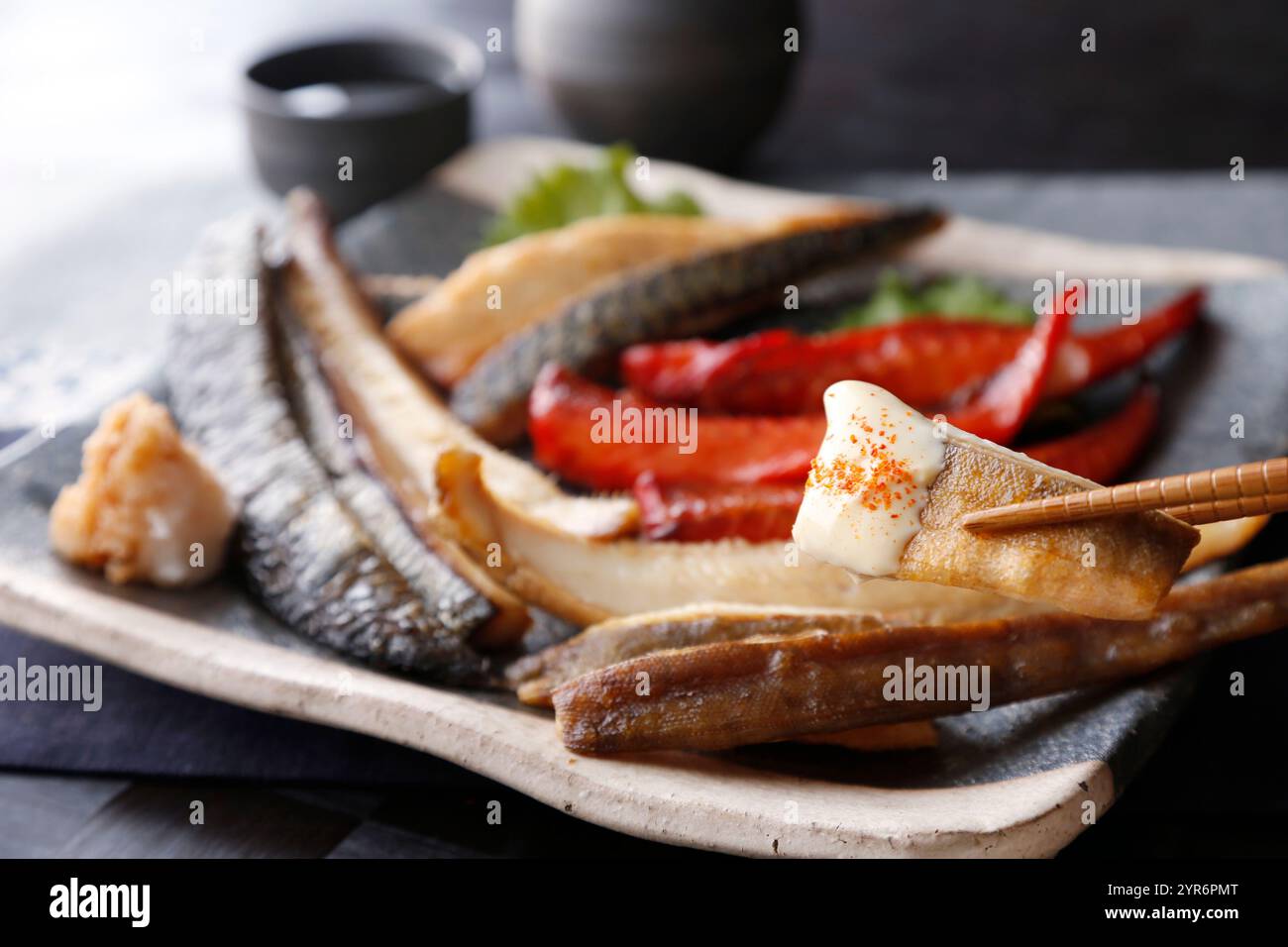 Assorted grilled fish, including hokke and herring Stock Photo - Alamy