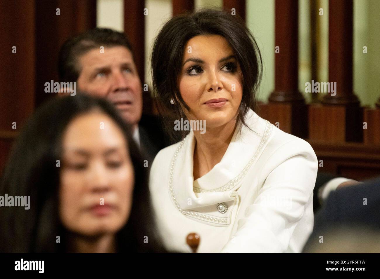 Newly elected Assemblymember Alexandra Macedo, R-Tulare, watches ...