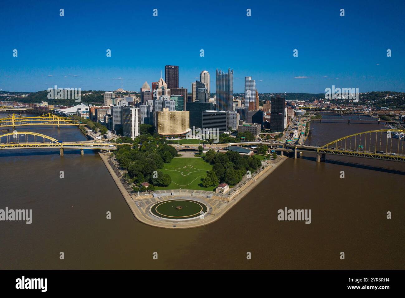 OCTOBER, 2021, PITTSBURGH, PA., USA - Aerial view of Pittsburgh showing ...