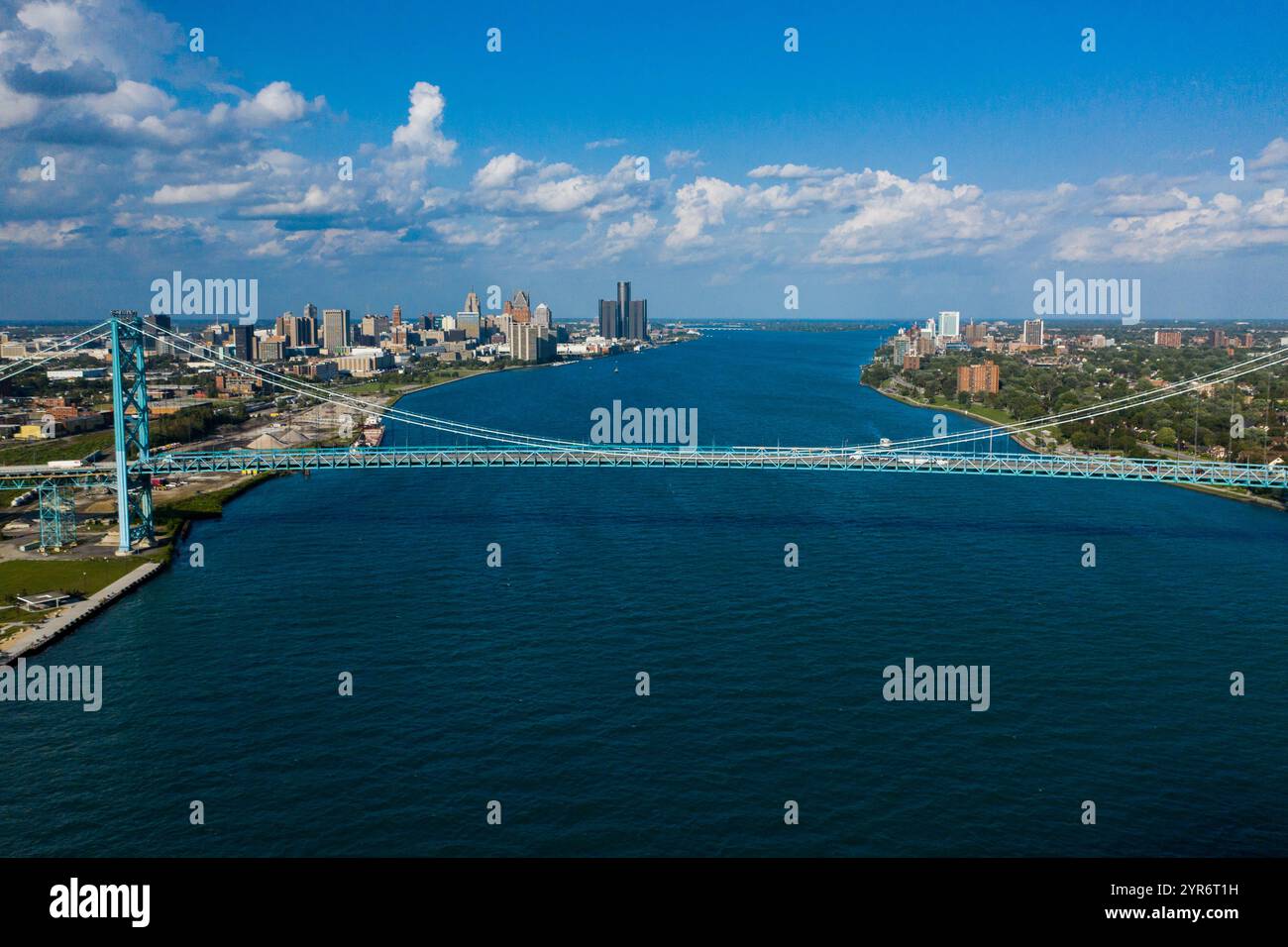OCTOBER 2021, DETROIT, MICHIGAN, USA - The Ambassador Bridge is a ...