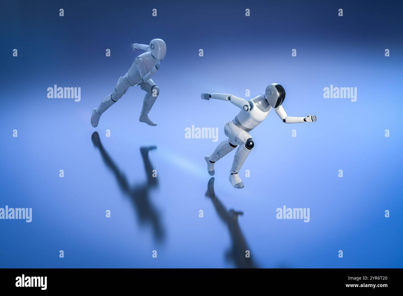 Fast speed technology concept with 3d rendering cyborg running in competition Stock Photo - Alamy