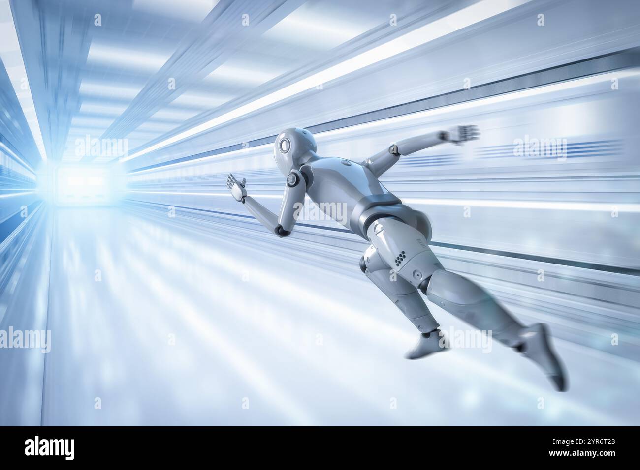 Fast speed technology concept with 3d rendering cyborg running in competition Stock Photo - Alamy