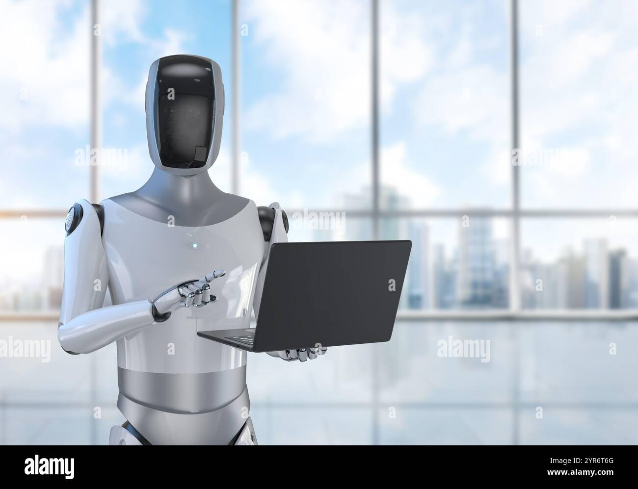 Automation worker concept with 3d rendering ai assistant robot working in smart office Stock ...