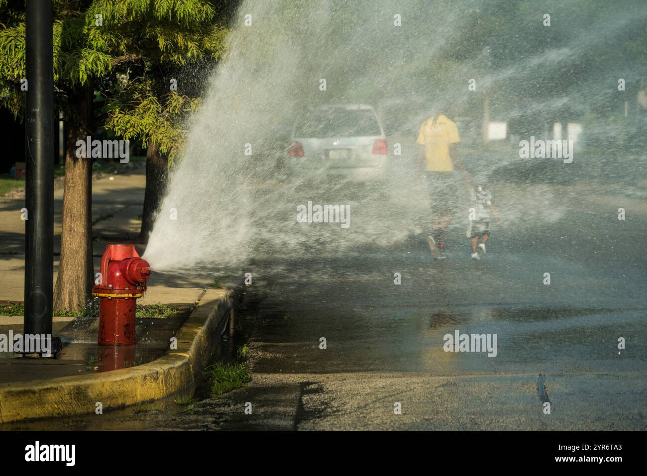SEPTEMBER 2021, CHICAGO, ILLINOIS, USA - Fire Hydrant goes off with ...