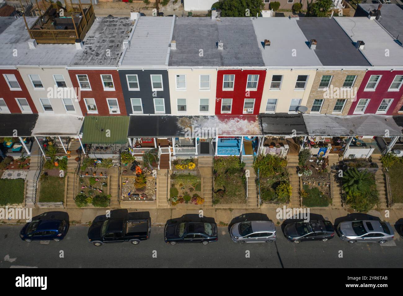 OCTOBER 2021, BALTIMORE, MD., USA - Aerial view of Baltimore Row Houses ...