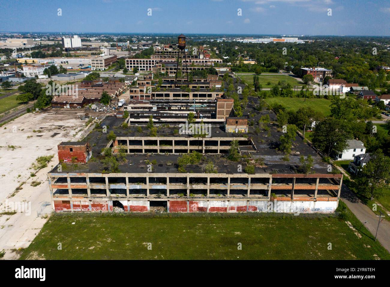 SEPTEMBER 2021, DETROIT, MICHIGAN, USA - aerial drone view of Deserted ...